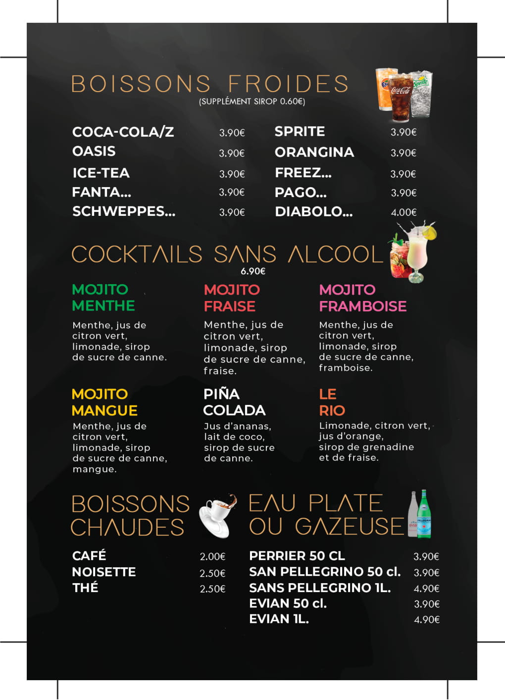 Steak lounge Marseille menu | Carte du midi & soir | Boisson
