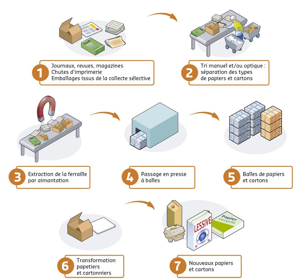 Centre de tri carton : papiers, journaux et magazines au Mans