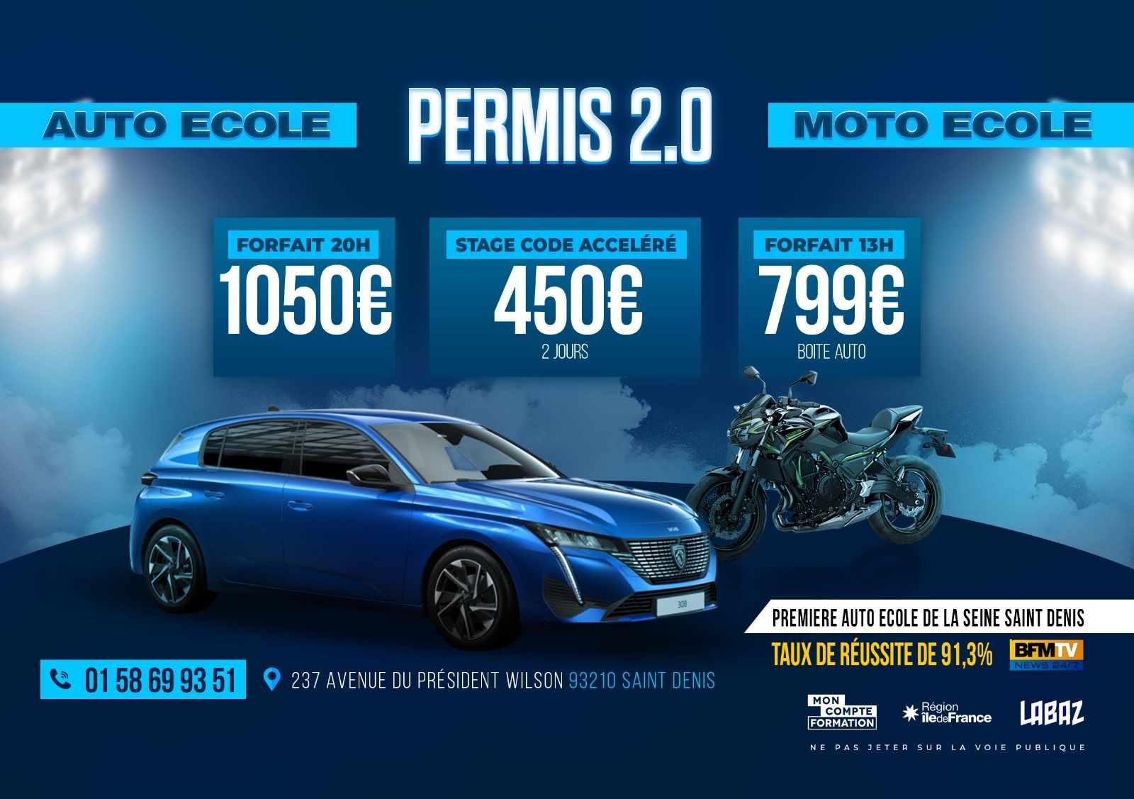 PERMIS 2.0 - Auto-école à Saint-Denis - Réservez votre place