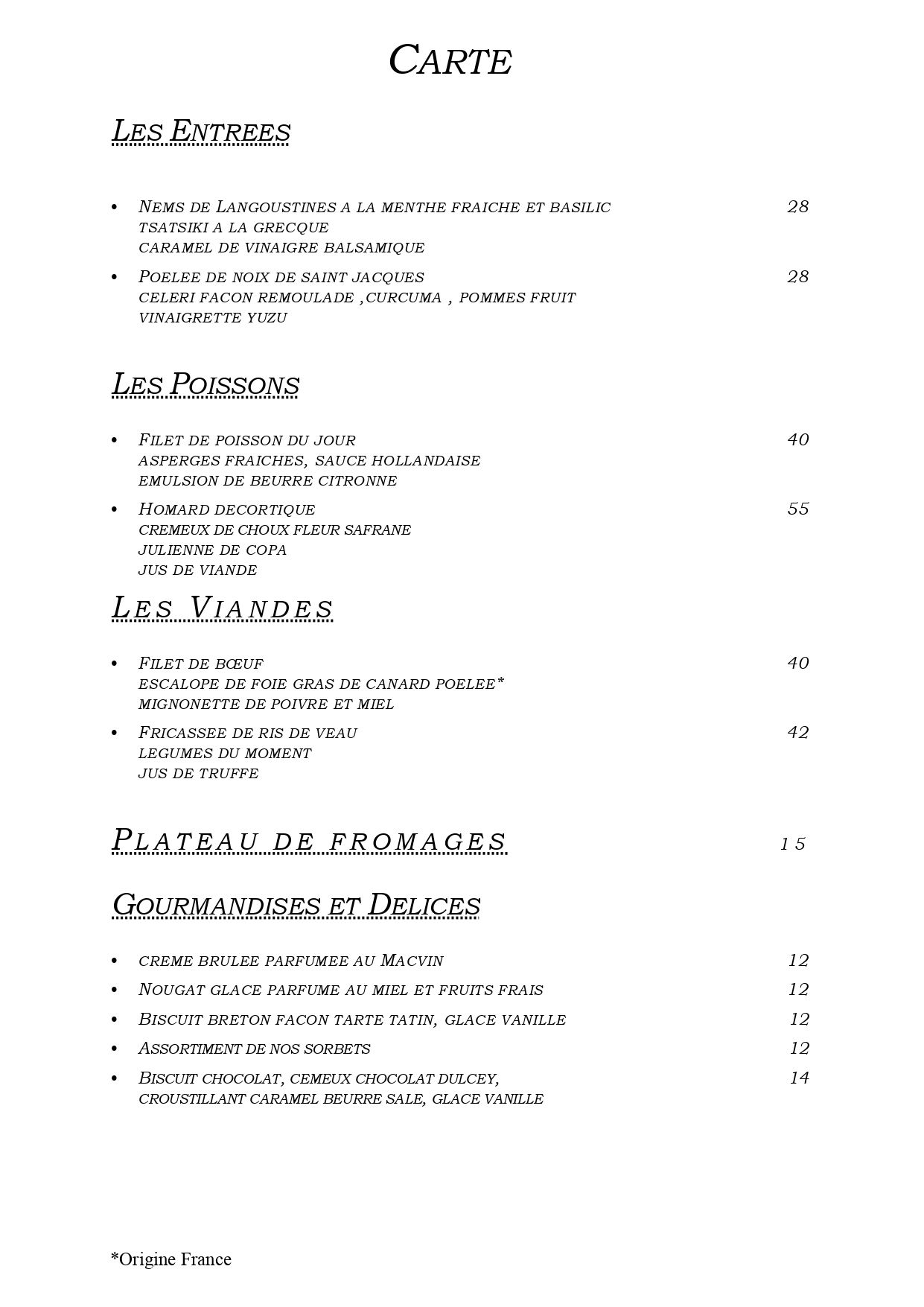 Carte et menus du restaurant Le Saint-Pierre à Besançon