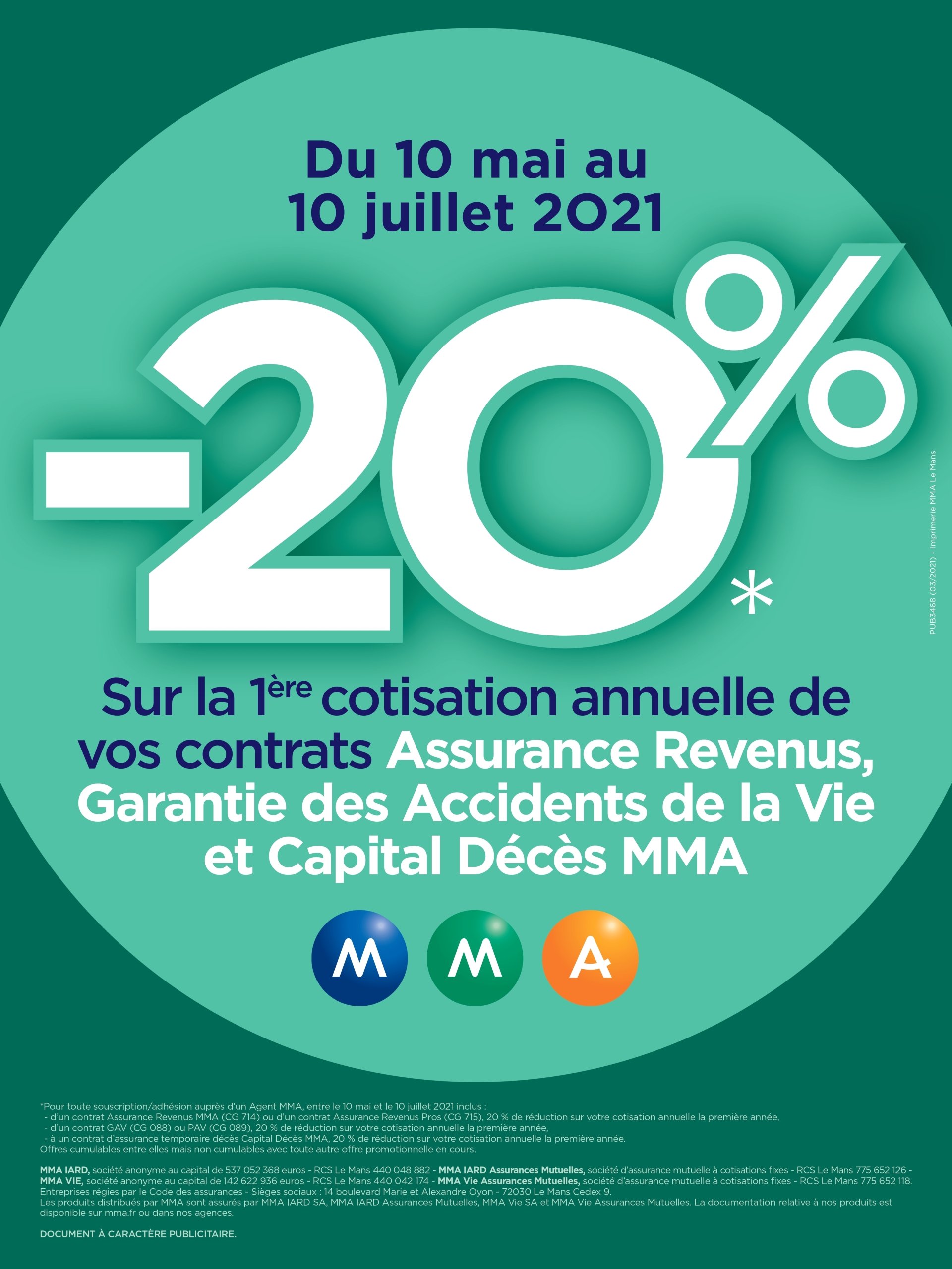 -20% sur votre 1ère cotisation annuelle de vos contrats de prévoyance MMA