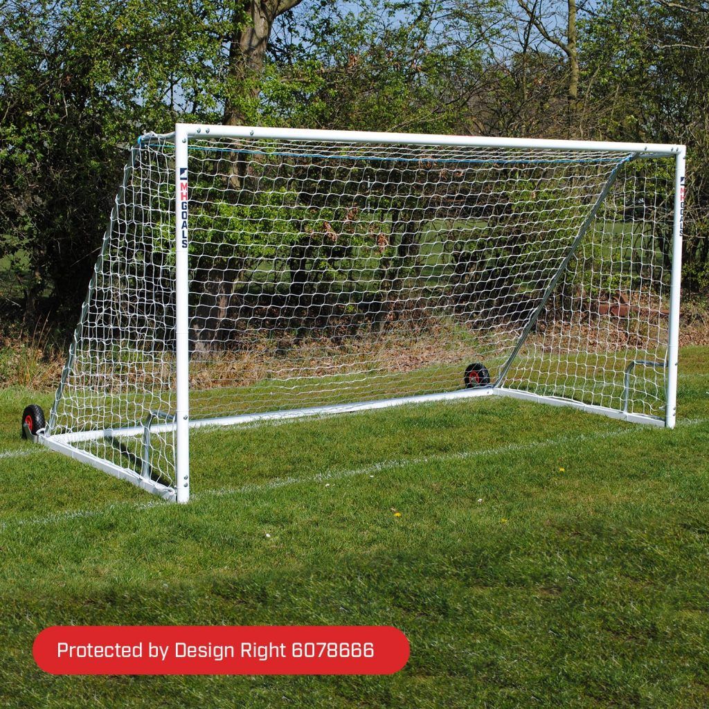 Heavy Duty Wheeled Football Goal Package: 9v9 Freestanding Steel