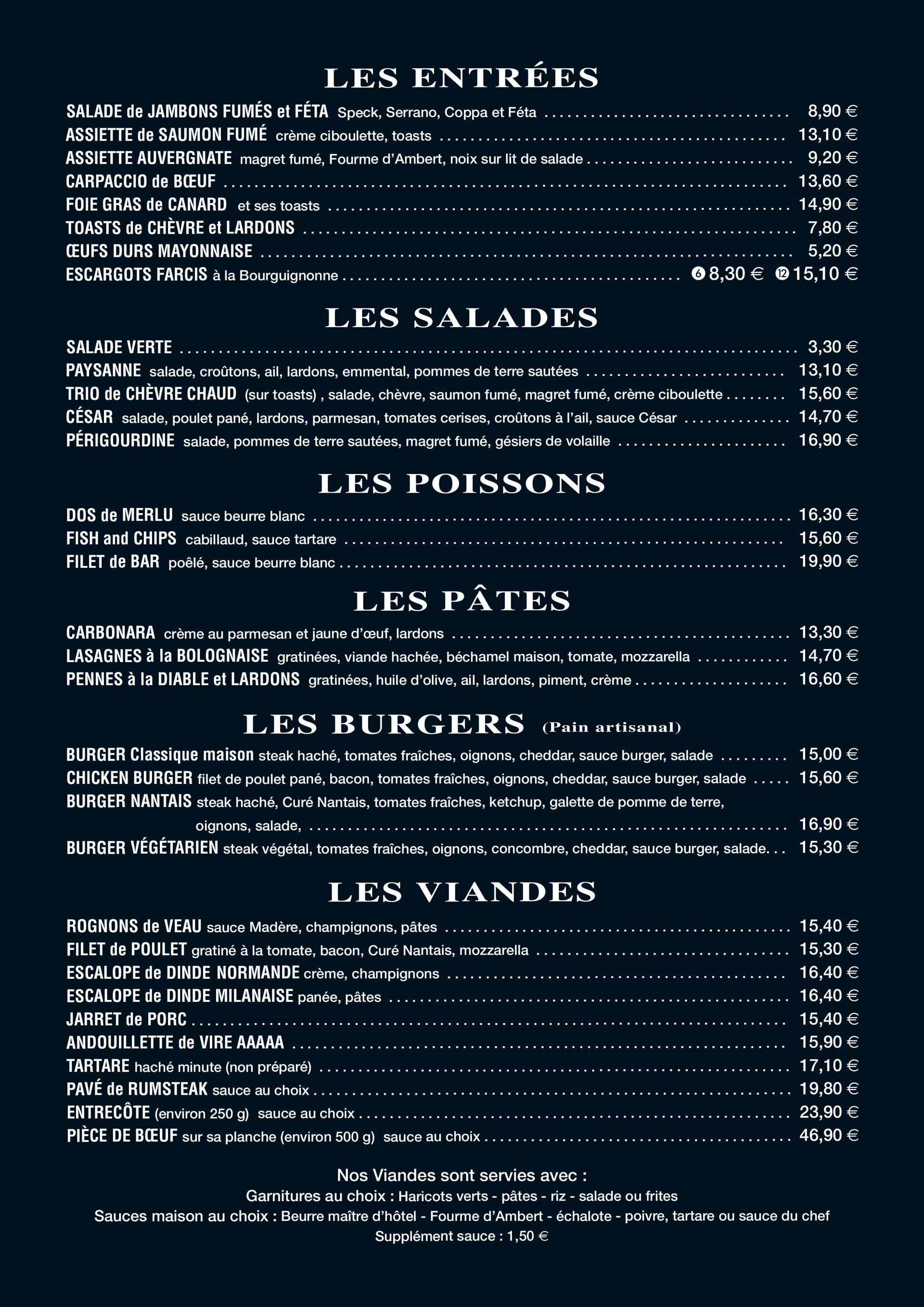 La carte et les menus du restaurant à Saint-Nicolas-de-Redon