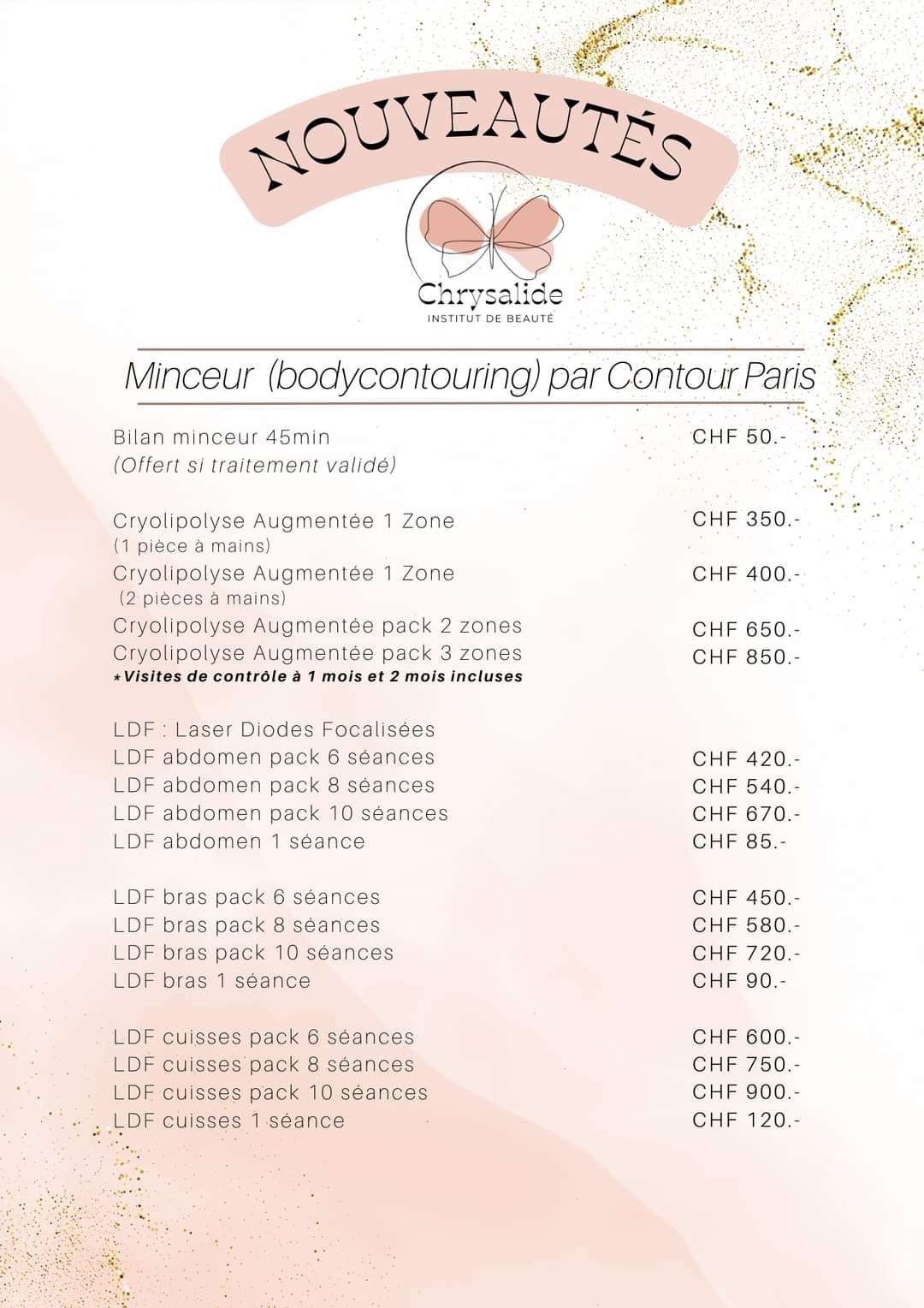 Soins et tarifs | St-Ursanne | Institut de beauté Chrysalide