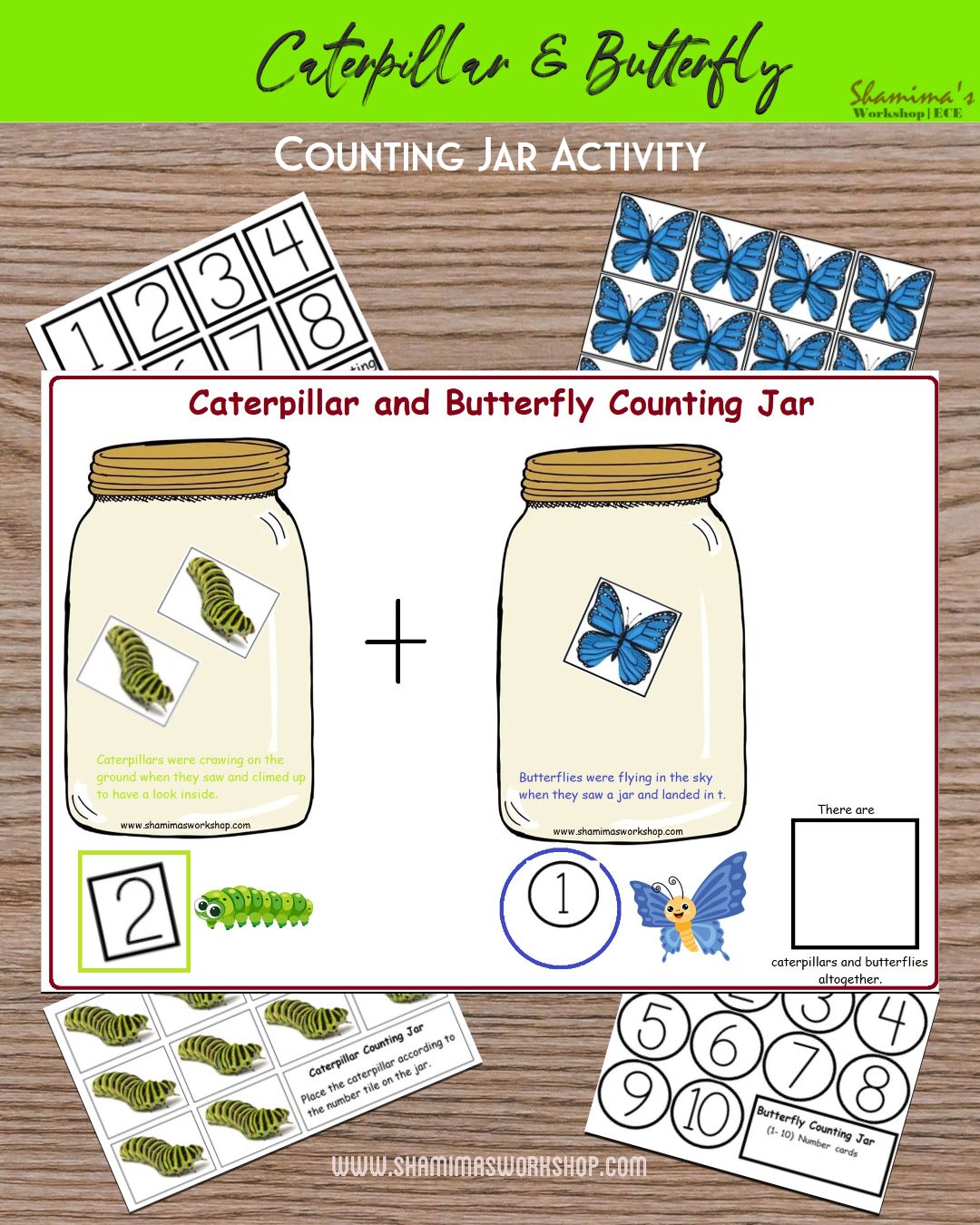 Caterpillar and Butterfly Counting Jar activity