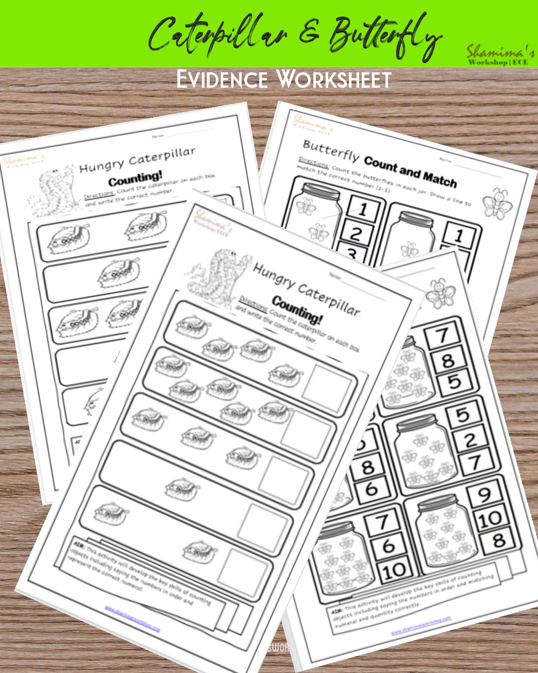 Caterpillar and Butterfly Counting Jar activity