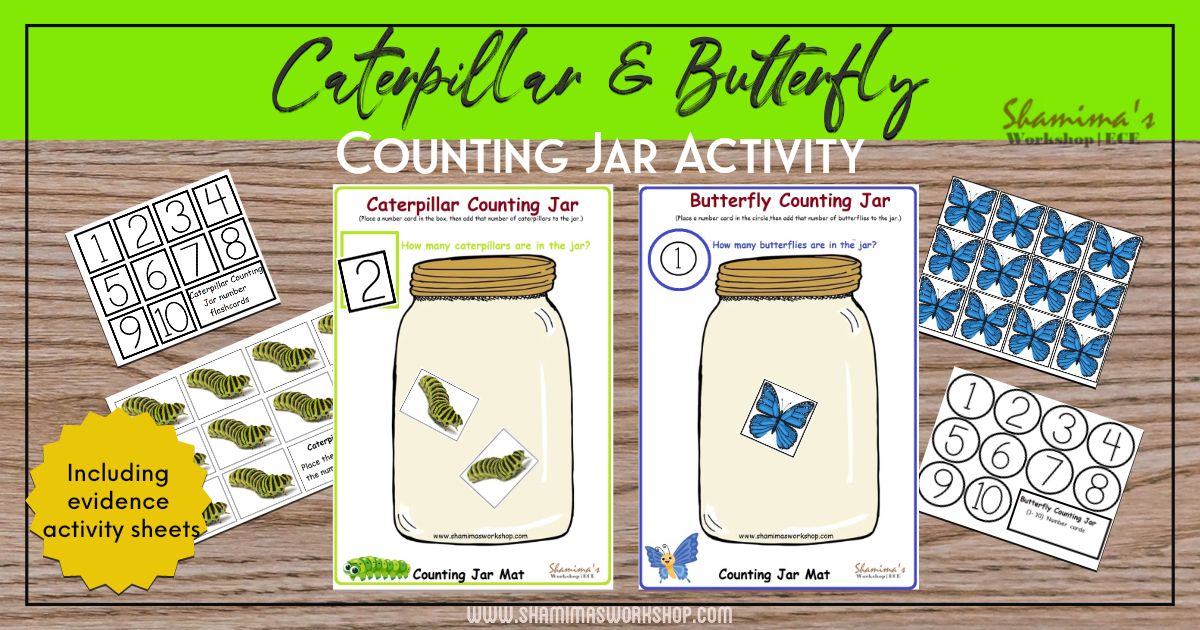 Caterpillar and Butterfly Counting Jar activity