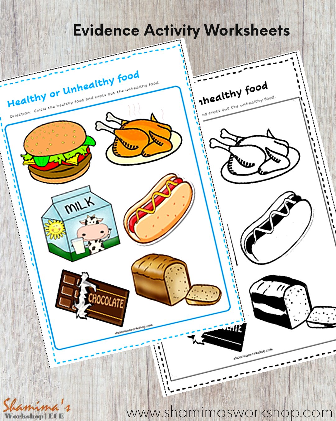 Healthy & Unhealthy Eating Spin and Cover activity