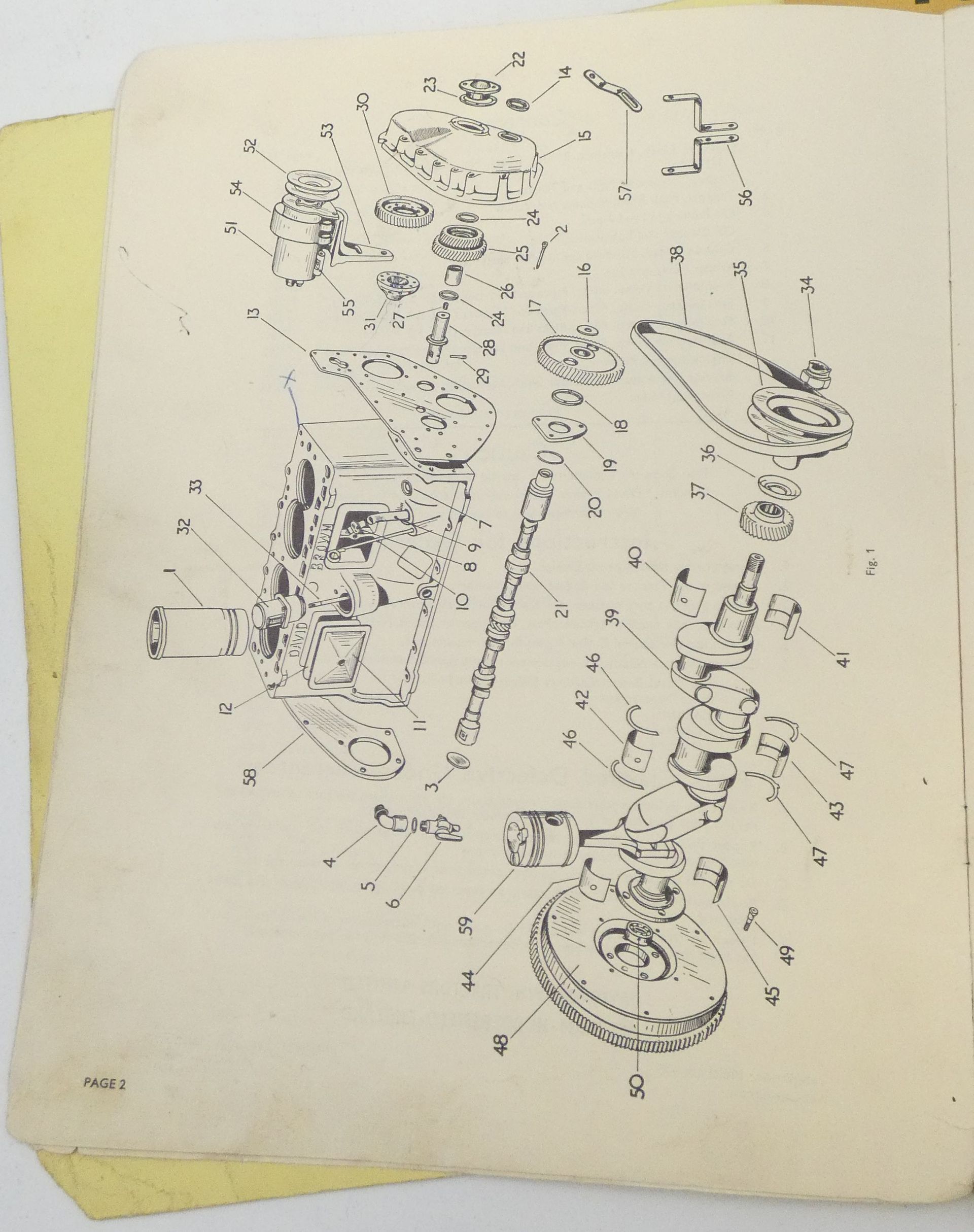 David Brown 4 cylinder diesel engines list of parts