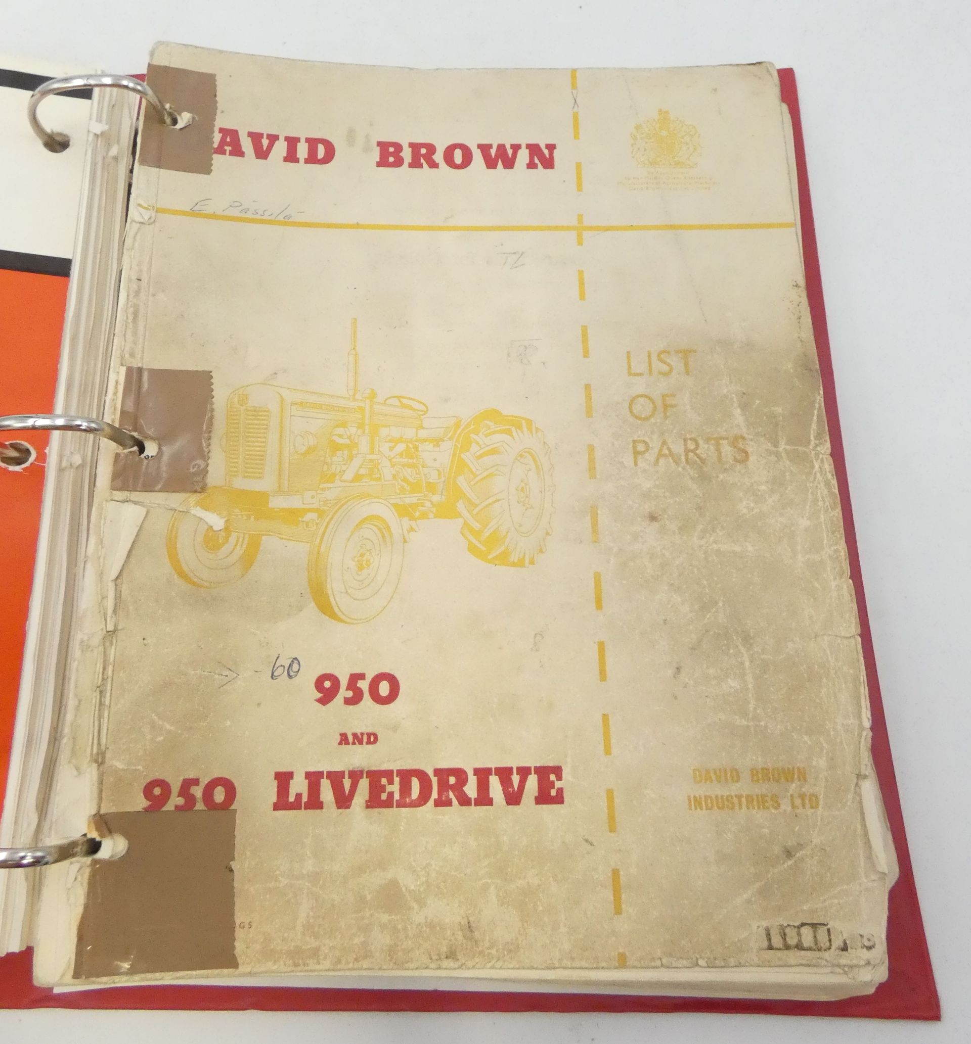 Case 950 implematic tractor parts catalogue + David Brown 950 & 950 livedrive list of parts ...